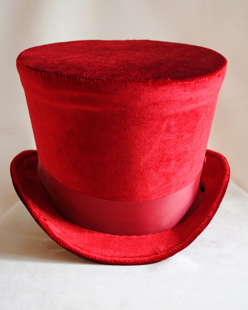 Red Velvet Top Hatvictorian Full Size Top Hatsteampunk Top - Etsy