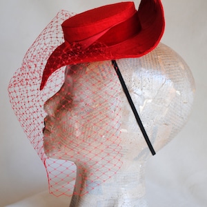 Valentine Mini Hat,red Heart Shaped Hat With Veil,christmas Tear-drop ...