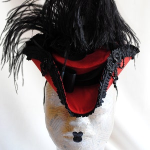 Rococo Mini Tricorn Hat in Red & Black,gothic Marie Antoinette Hat ...