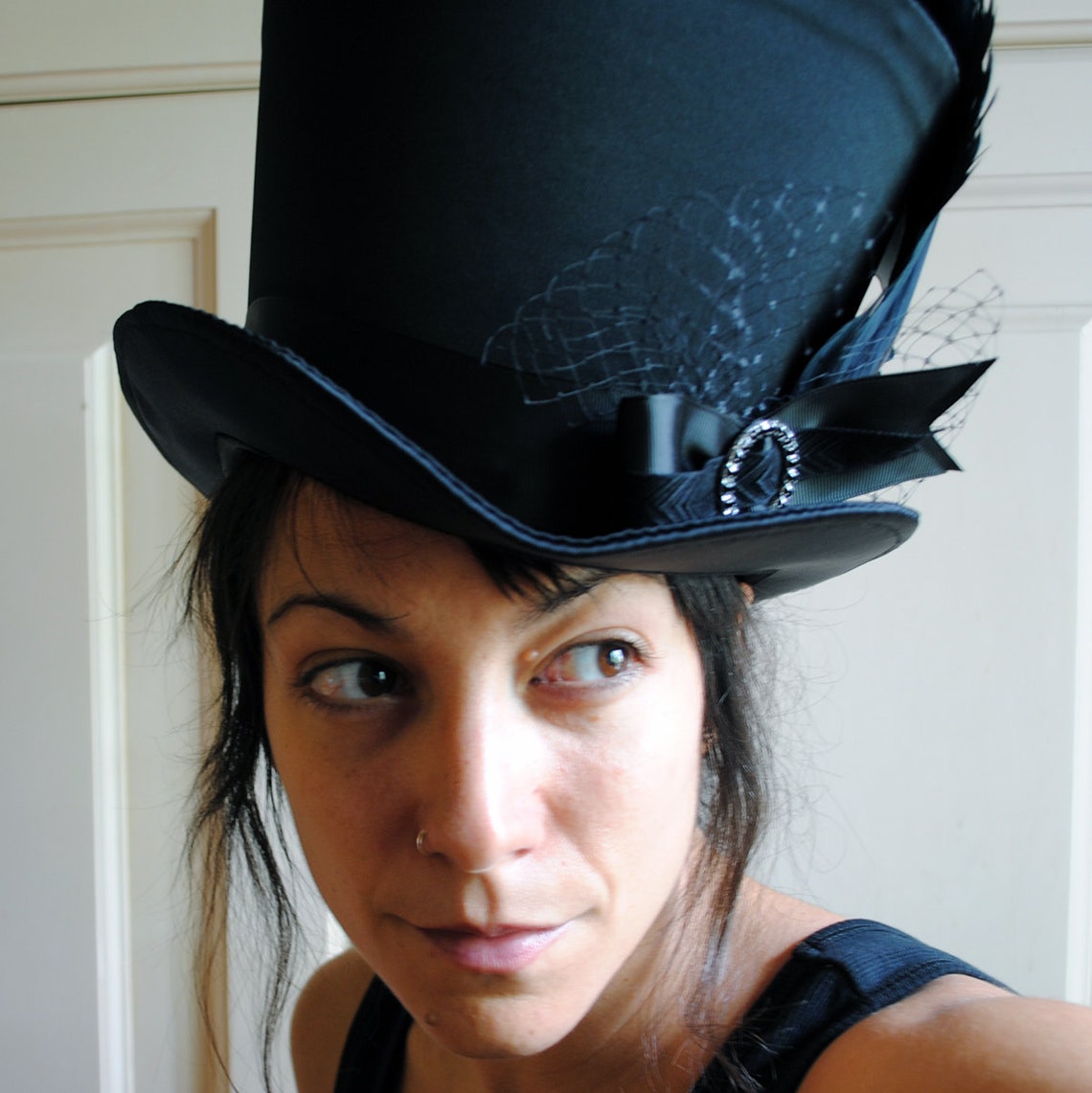 Black Burlesque Top Hatvictorian Hatfull Size Top Hatgothic - Etsy