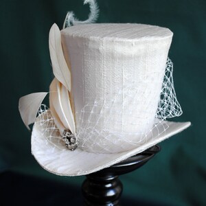 Bridal Mini Top Hat,victorian Mini Hat With Veil,ivory Cocktail Hat ...