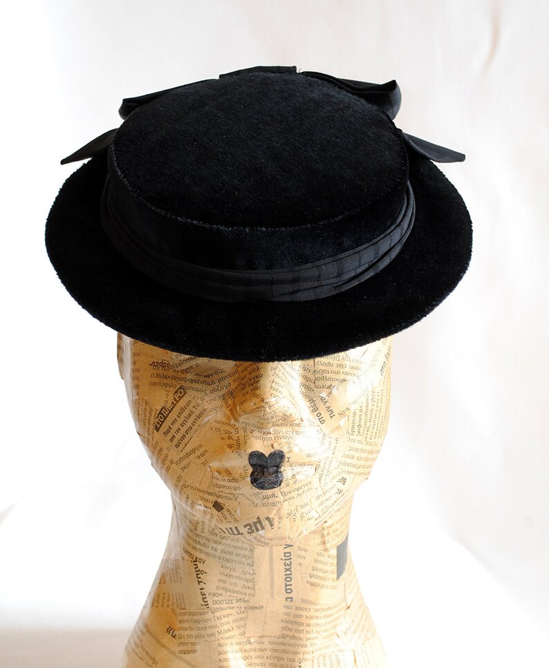 Gothic Lolita Mini Hatblack Victorian Hatboater Hat With - Etsy