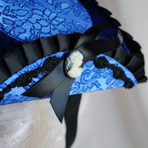 Blue Mini Tricorn Hat,marie Antoinette Hat With Ostrich Feather,gothic ...