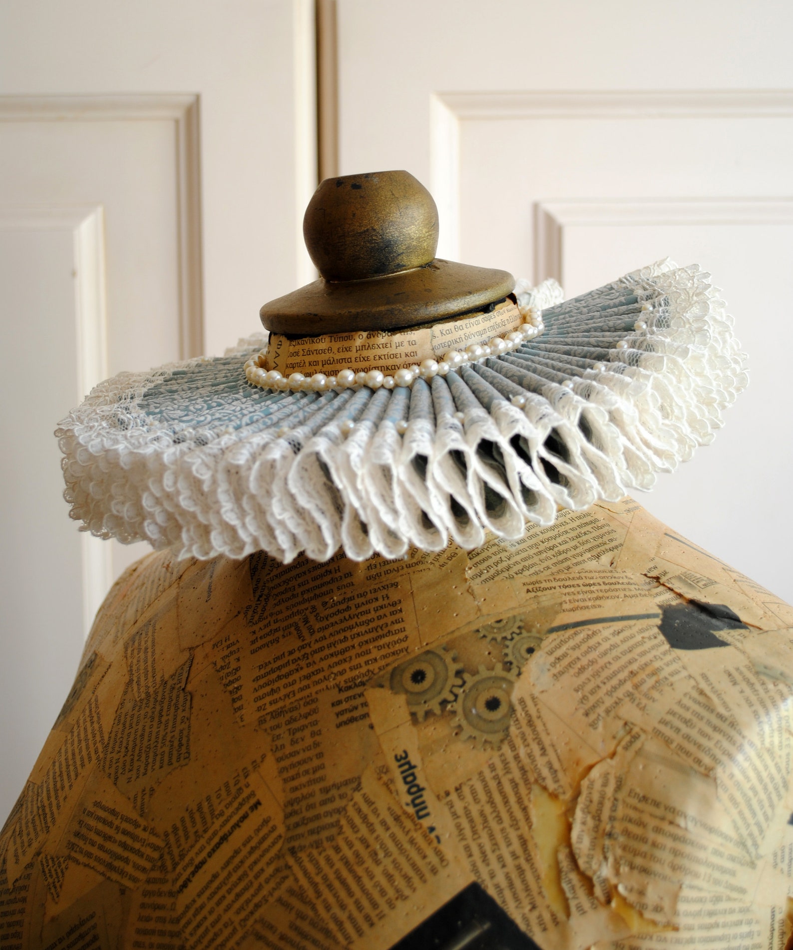 Light Blue Elizabethan Ruff With Lace & Pearlsrenaissance | Etsy