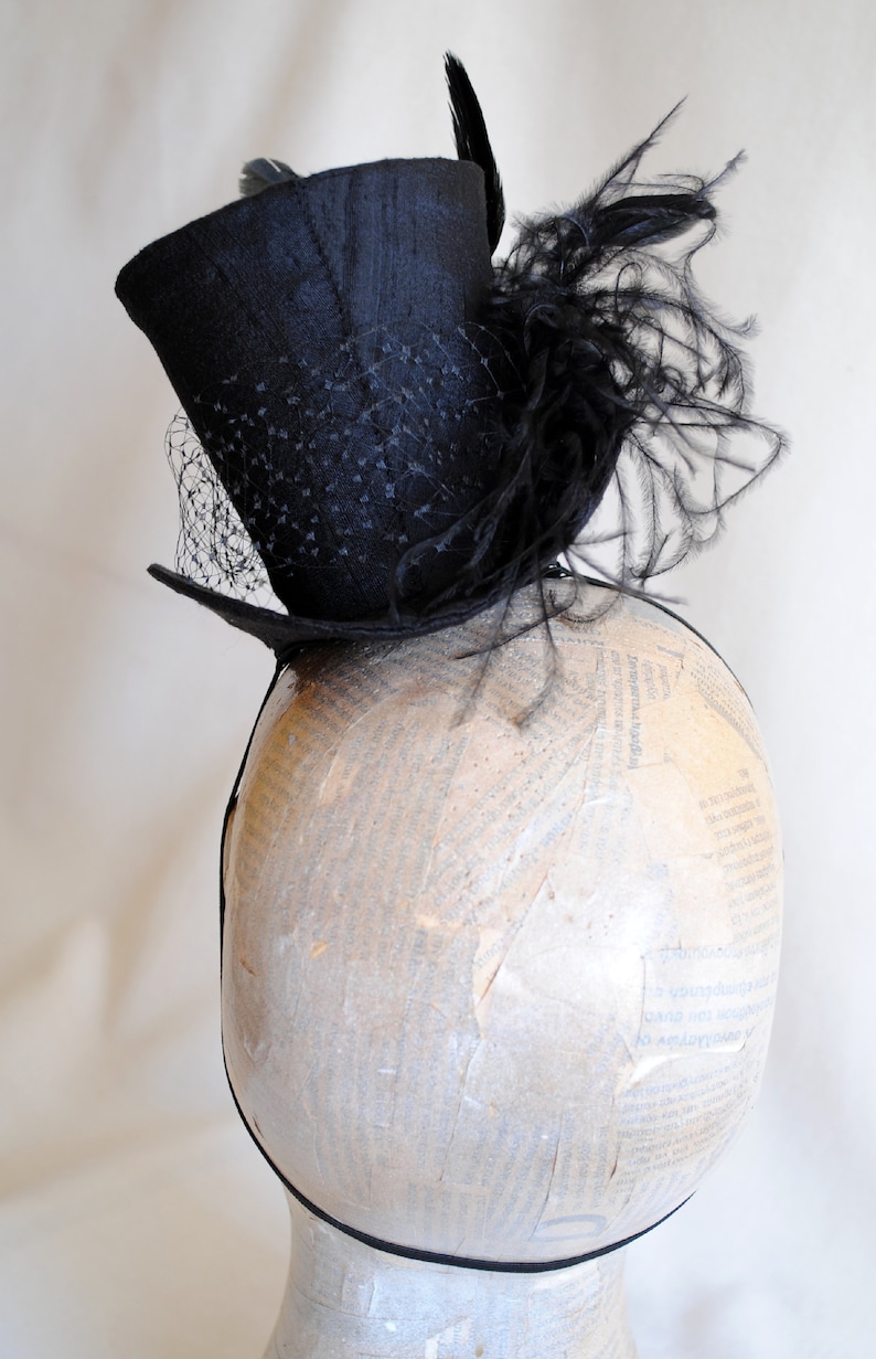 Black Mini Top Hatgothic Mini Top Hat With Veilvictorian - Etsy