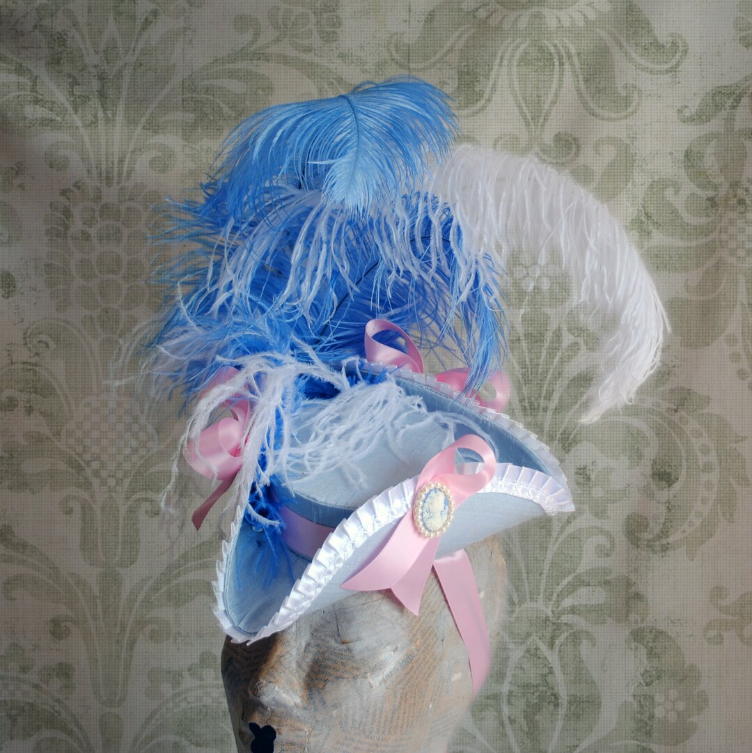 Rococo Mini Tricorn Hat,marie Antoinette Costume Hat,blue & Pink ...