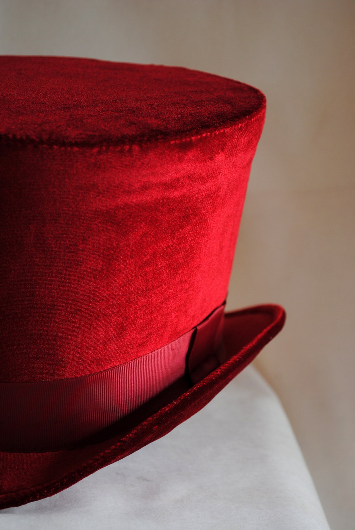 Red Velvet Top HatVictorian Full Size Top HatSteampunk Top | Etsy