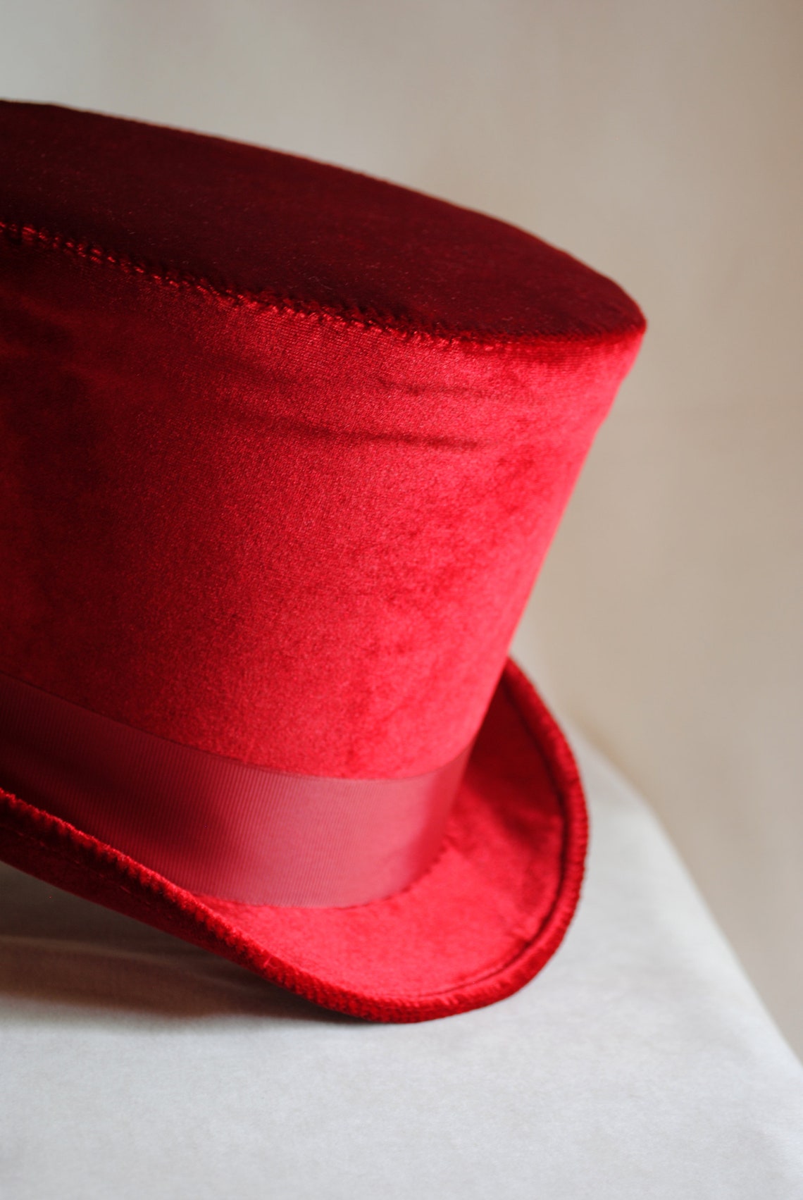 Red Velvet Top Hat,victorian Full Size Top Hat,steampunk Top Hat,mens ...