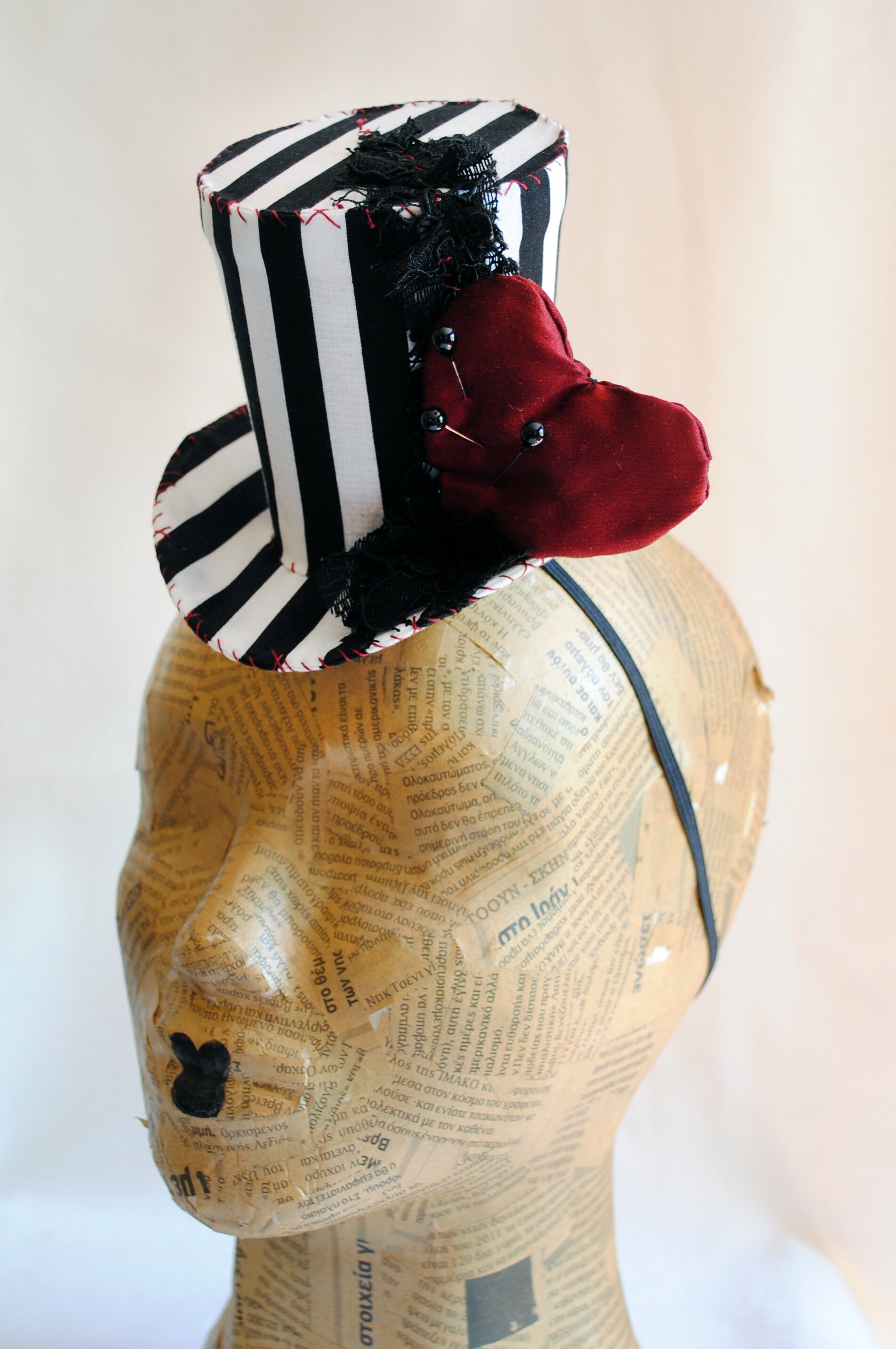 Tim Burton Mini Top Hat,voodoo Heart Gothic Fascinator,black & White ...