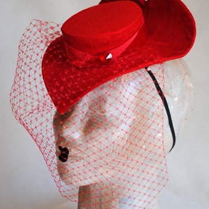Valentine Mini Hat,red Heart Shaped Hat With Veil,christmas Tear-drop ...