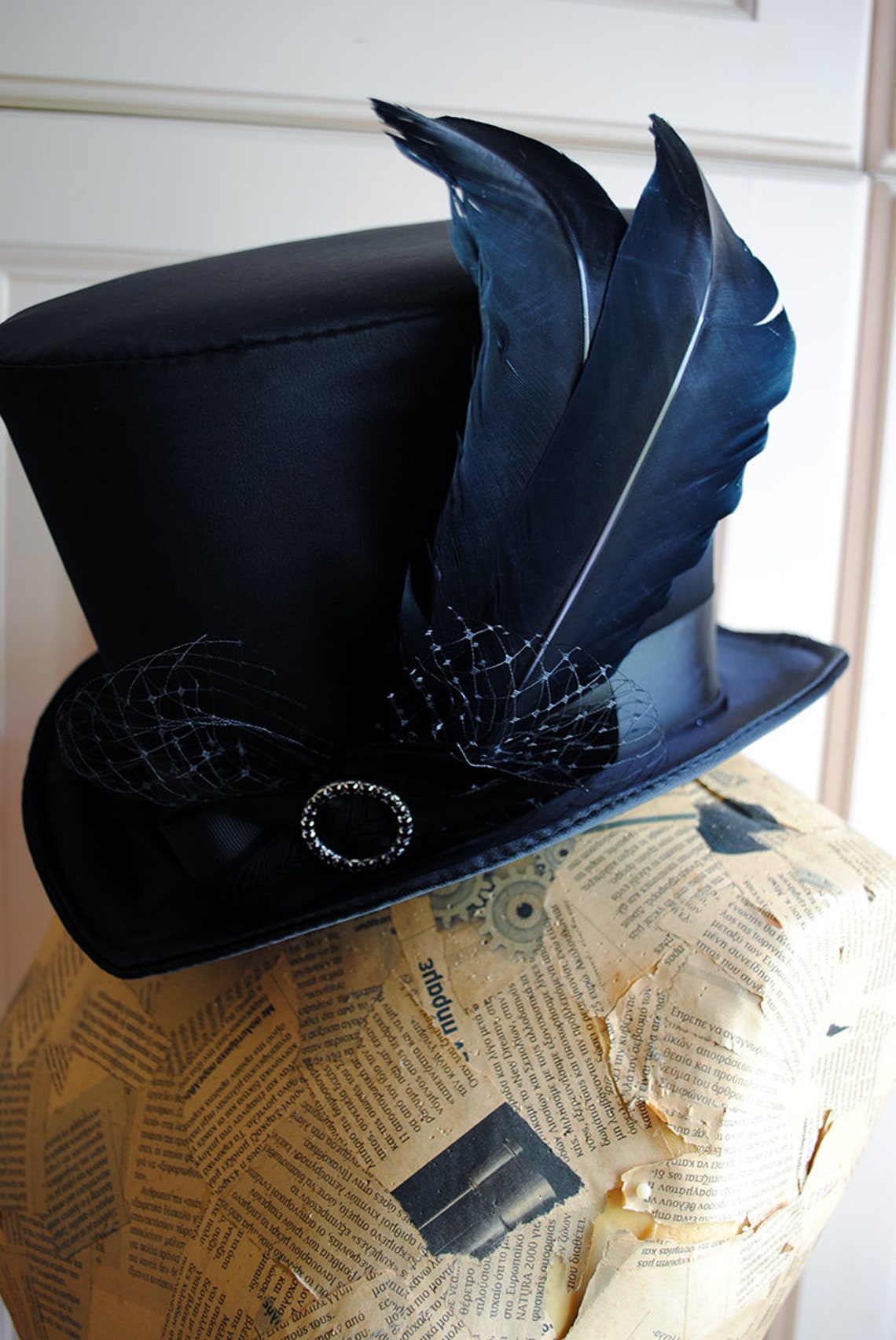 Black Burlesque Top Hatvictorian Hatfull Size Top Hatgothic - Etsy