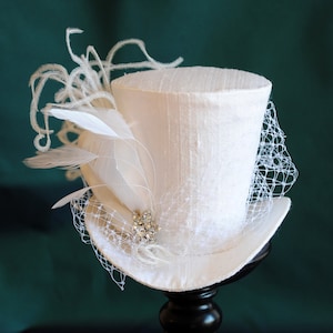 Bridal Mini Top Hat,victorian Mini Hat With Veil,white Cocktail Hat ...