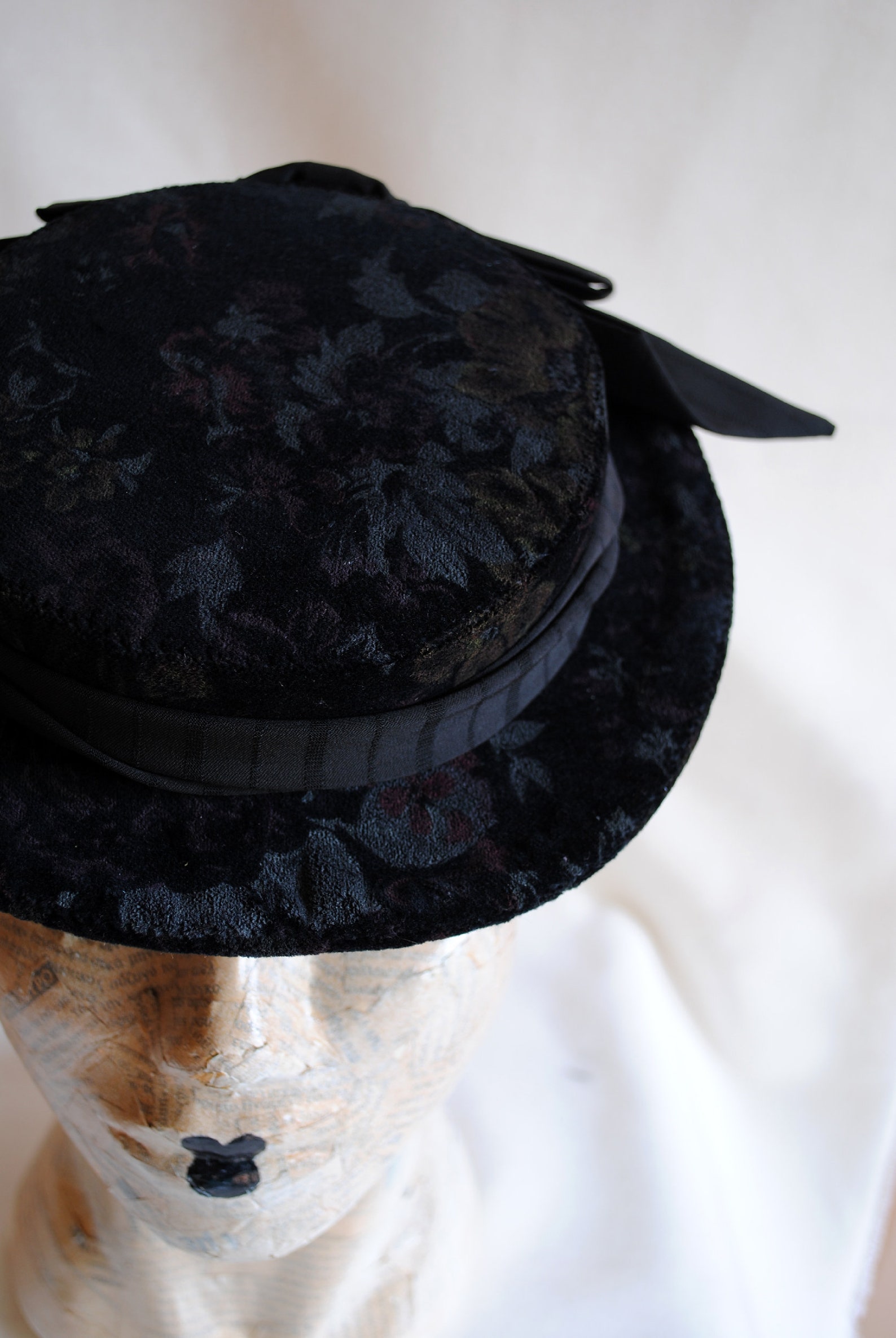 Gothic Lolita Mini Hat,black Victorian Hat,boater Hat With Bow ...