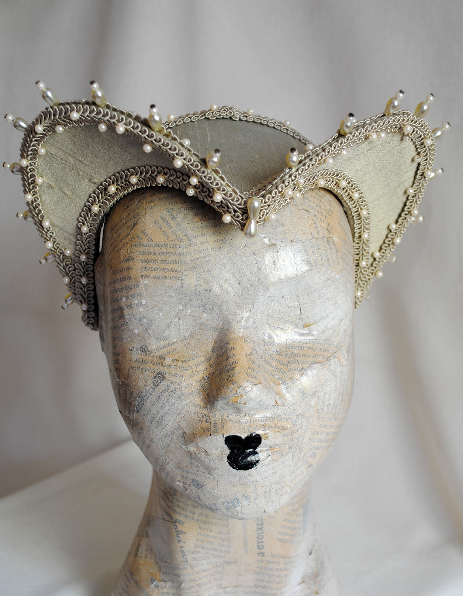 Tudors Headpiece,beige Attifet Hat,french Hood,renaissance Wedding ...