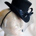 Burlesque Mini Top Hat,cocktail Hat With Rhinstone Veil,black Ladies ...