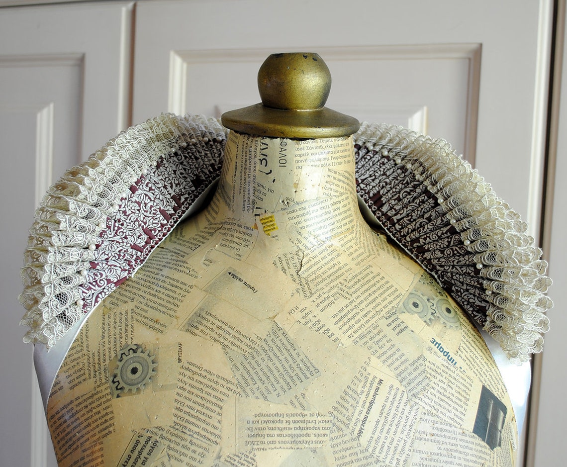 Historical Elizabethan Ruff,burgundy Standing Renaissance Costume ...