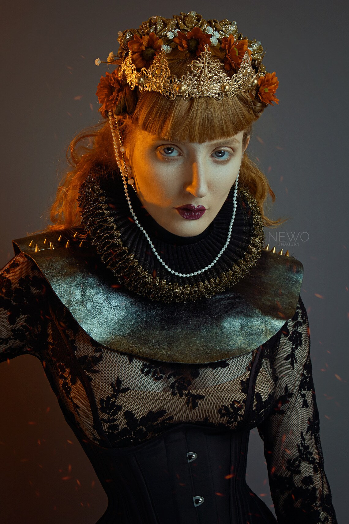 Royal Black Elizabethan Collarbronze Lace Elizabethan Ruff - Etsy