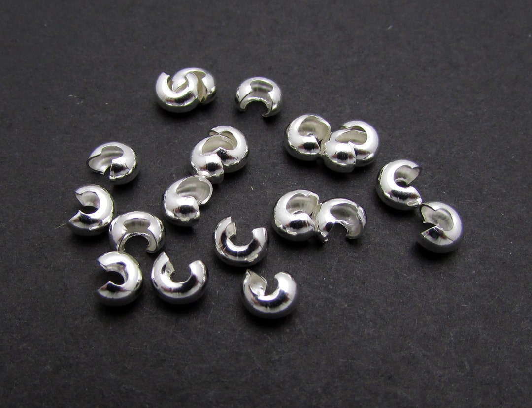 20 Pcs, 2.4mm, Sterling Silver Crimp Covers - Etsy