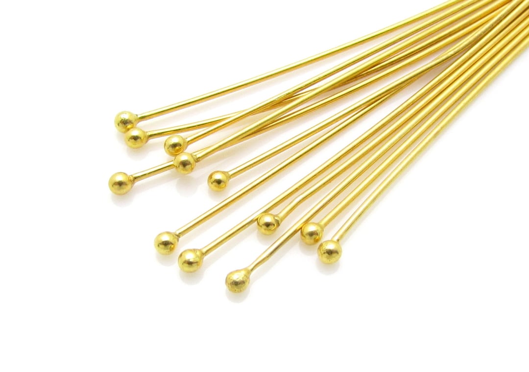 24k Gold Over Sterling Silver Ball Head Pins, 1.5mm(ball), 23ga, 58mm ...