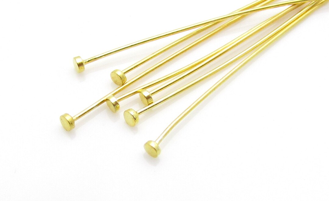 10 Pcs, 40mm, 26ga, 24k Gold Plated Over Sterling Silver Flat Head Pins ...