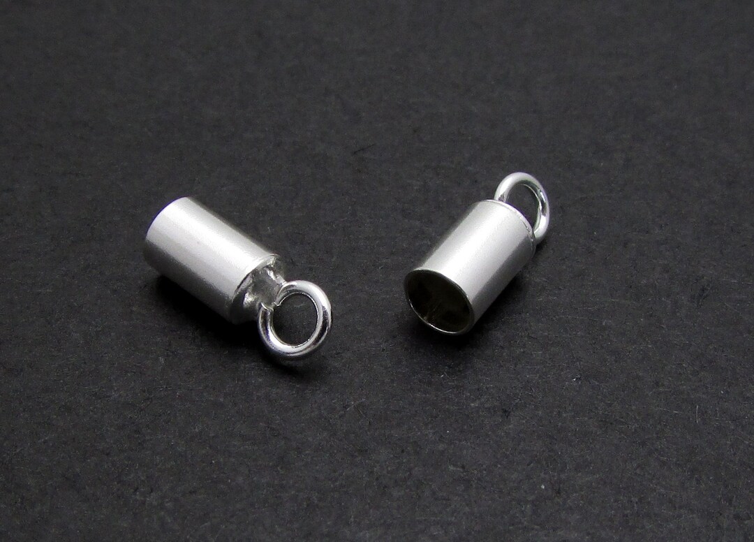 4 Pcs, 3mm, Sterling Silver End Caps With Ring - Etsy