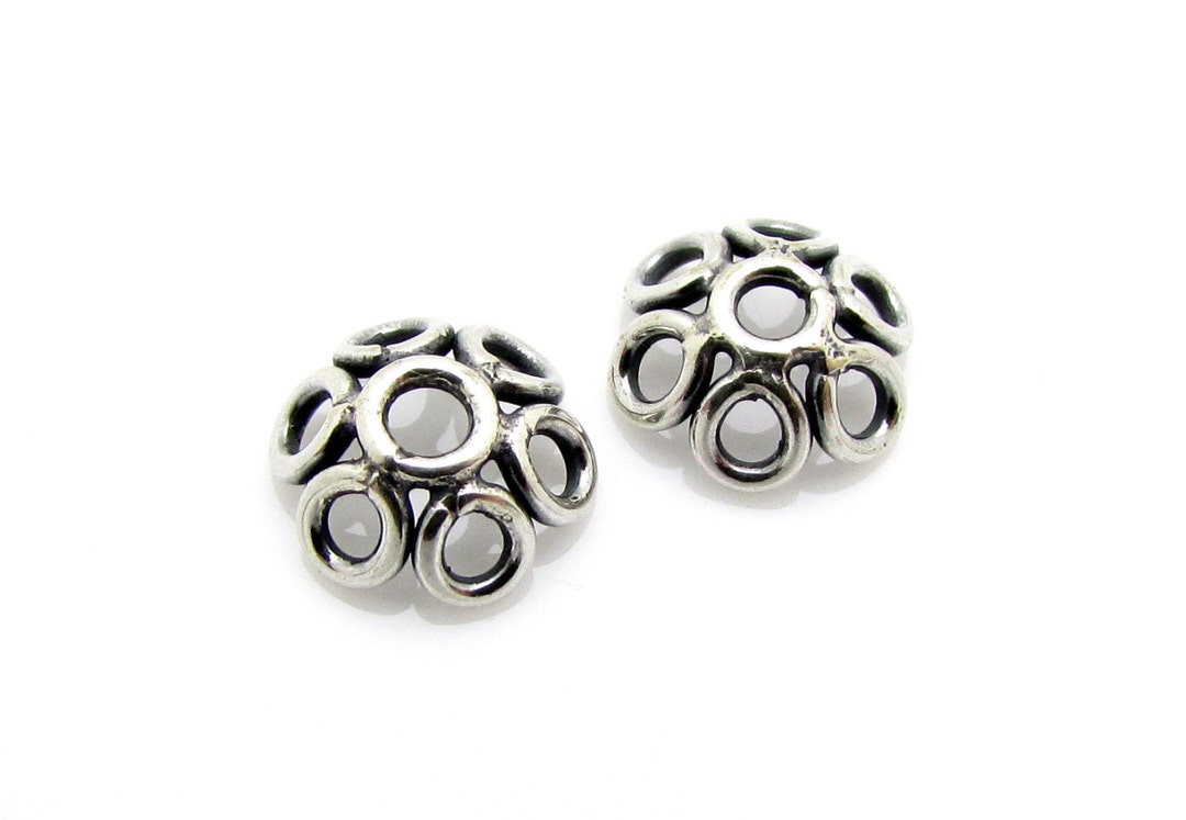 Sterling Silver Bead Caps, 6.6mm, 4 Pcs - Etsy