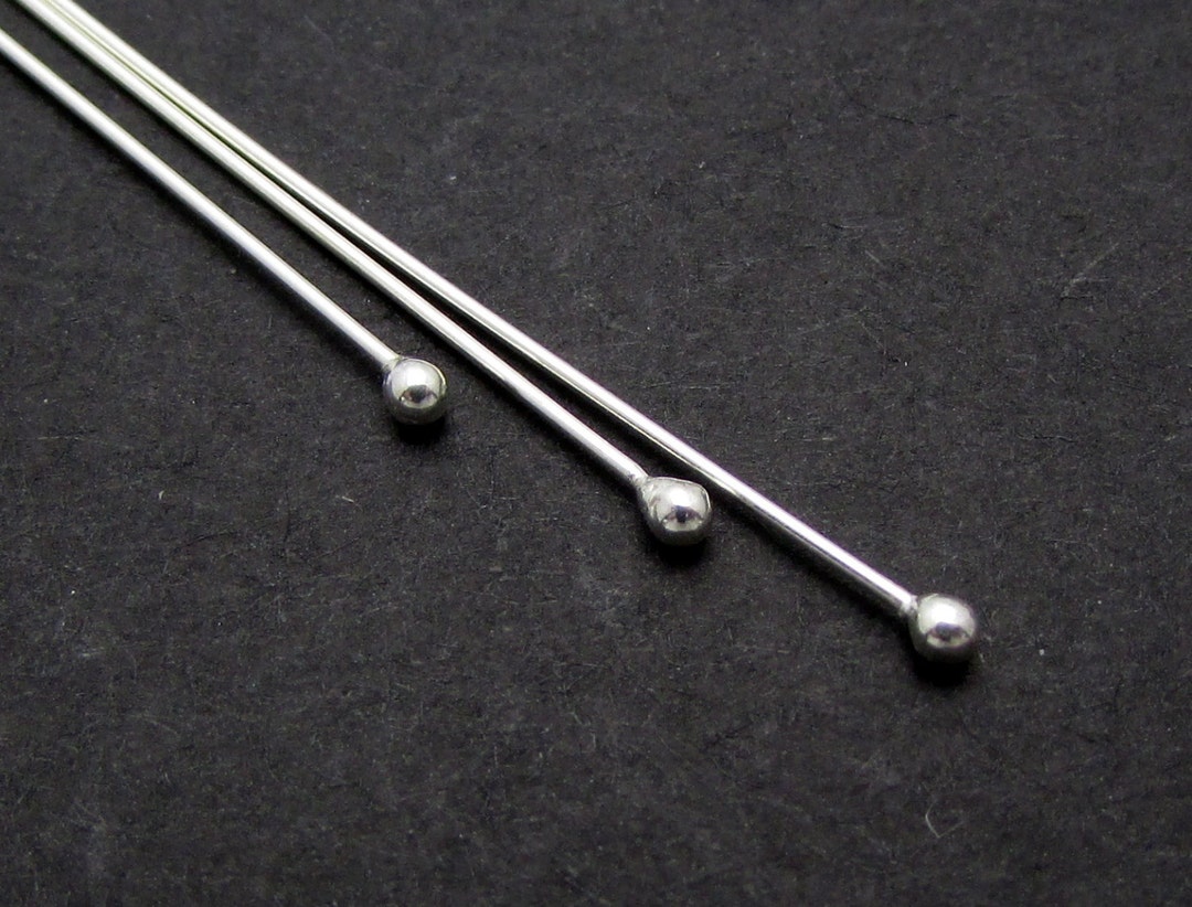 10 Pcs, 2mm(ball), 24ga, 2 Inch (50mm), Sterling Silver Ball Head Pins ...