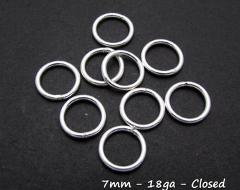 10 Sterling Silver Closed Jump Rings 13mm W/ Hammered Style, 925 Silver ...