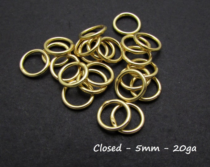 24k Gold Over Sterling Silver Closed Jump Rings, 20ga, 5mm, 10 Pcs - Etsy