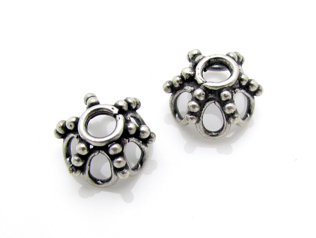 Sterling Silver Bead Caps, 4 Pcs - Etsy