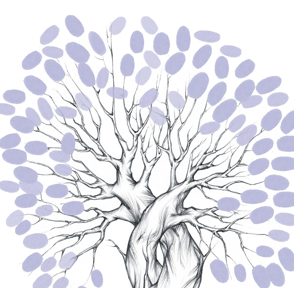 Personalised Wedding Fingerprint Tree - Entwined Tree Illustration ...