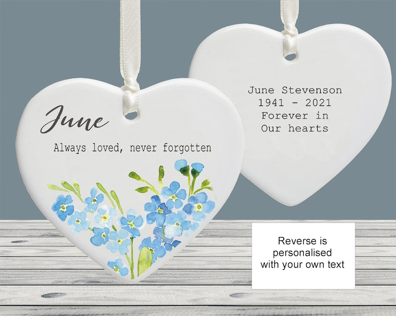 In Loving Memory Forget Me Not Ceramic Ornament Keepsake - Personalised ...