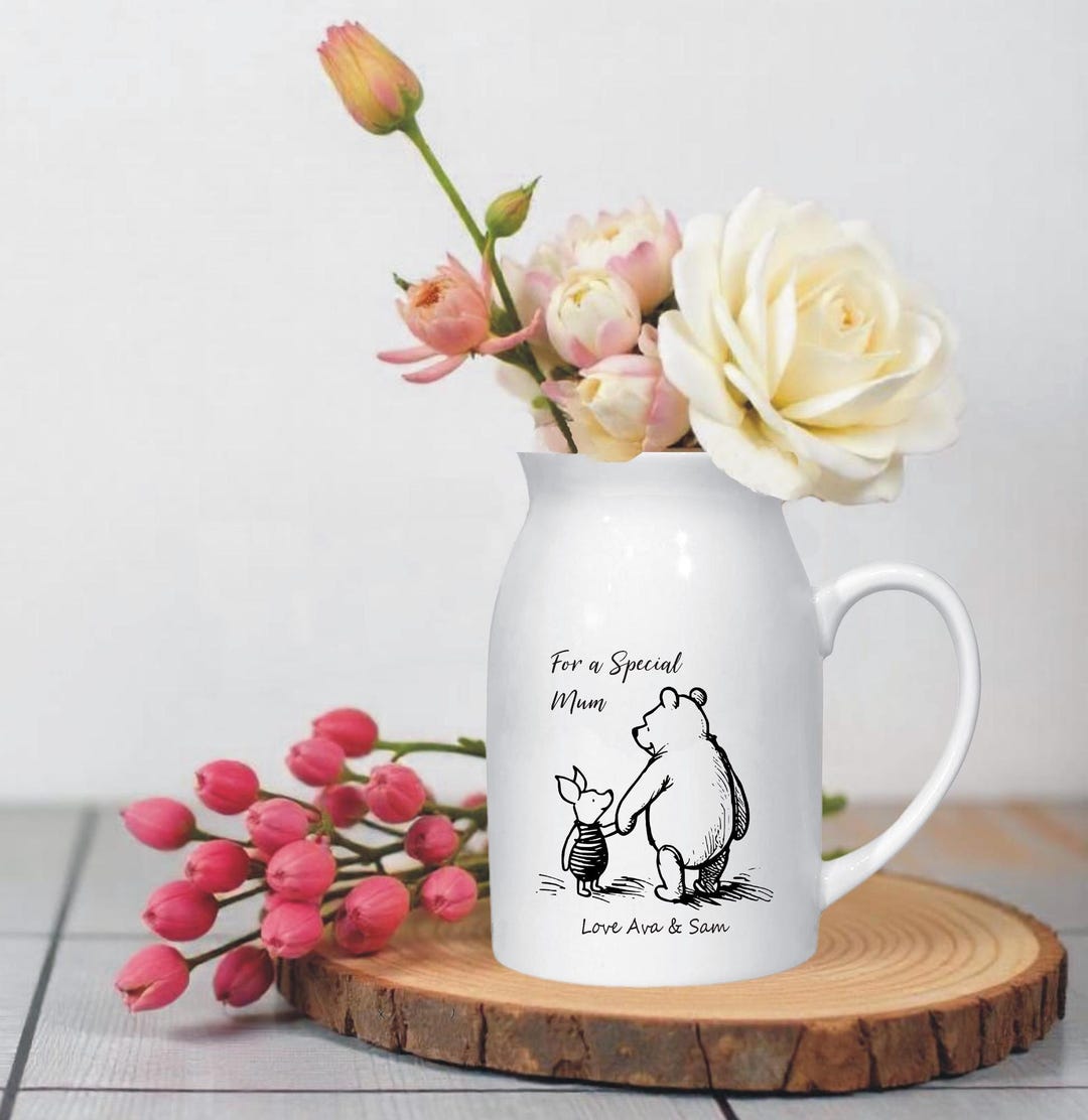Personalised Winnie the Pooh Ceramic Jug Vase for Mum, Mummy, Mam ...