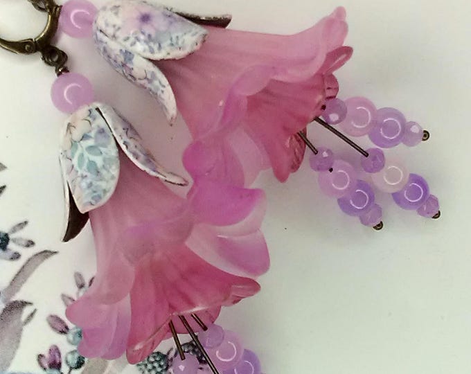 Pale Rose Pink and Shades of Lavender Hand Painted Large Morning ...