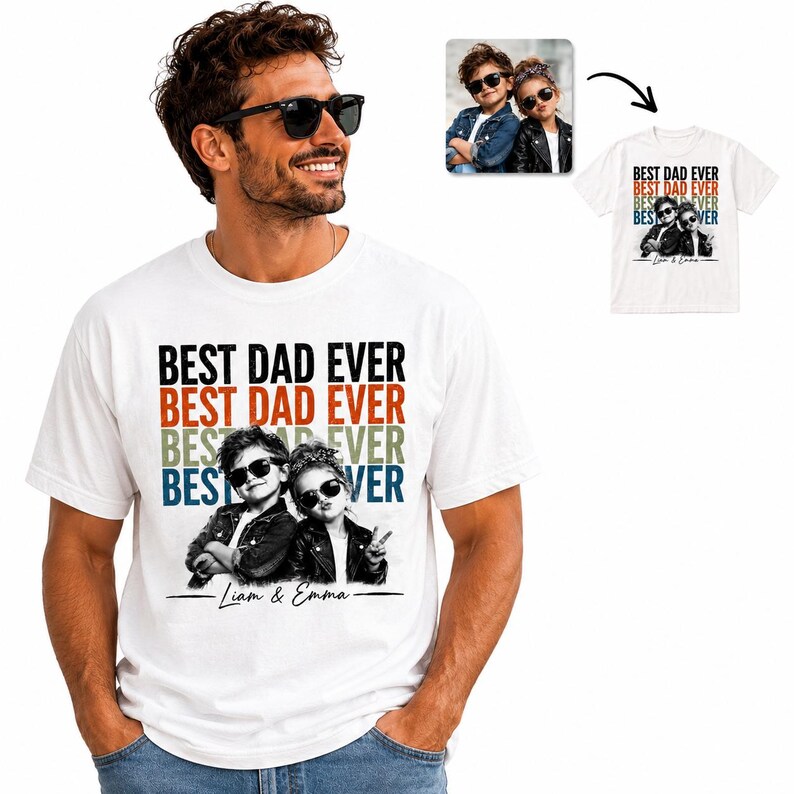 Custom Dad Photo Shirt, Personalized Fathers Day Shirt With Kids Photo ...