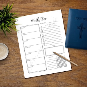 Weekly Plan. Christian Day Planner. Worksheet. Calendar. Notebook. PDF ...
