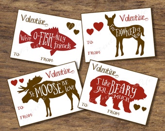 Printable Woodland Valentine's Day Cards . Kids Valentines - Etsy