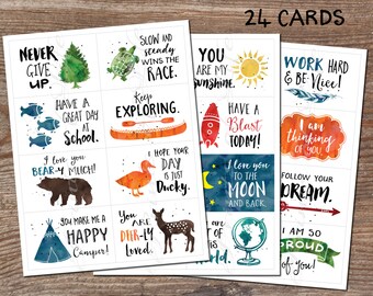 Lunch notes. Set 11. Animals Farm Woodsy Zoo. Instant | Etsy