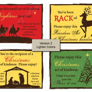 Christmas Act of Kindness Cards. Instant Download Printable. Digital ...