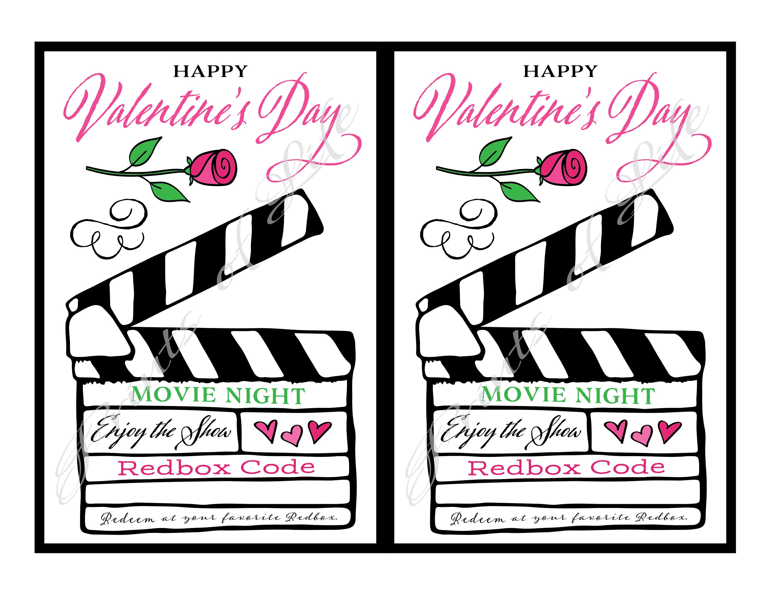 Valentines Day Printable Redbox Code Gift Card. Instant - Etsy