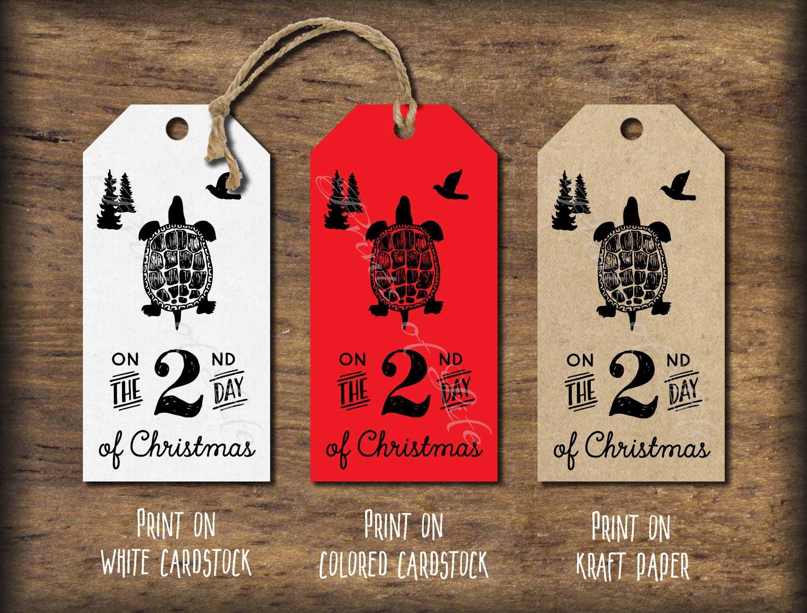 12 Days of Christmas Gift Tags & Card. Rustic Instant Download - Etsy