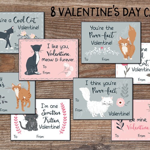 Cute Instant Download Kitten Printable Valentine's Day - Etsy