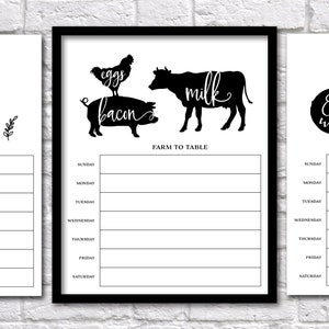 Farmhouse Menu Planner. Instant Digital Download. PDF Printable Wall ...