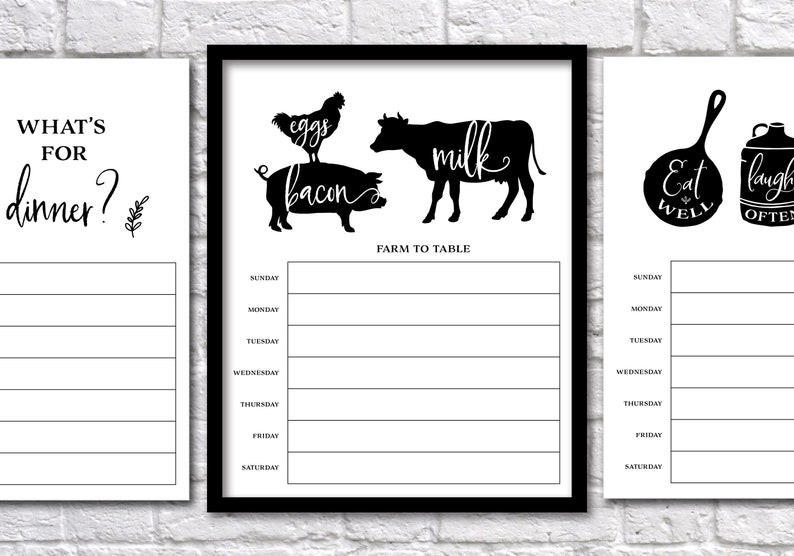 Farmhouse Menu Planner. Instant Digital Download. PDF - Etsy