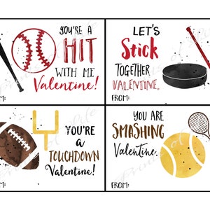 Kids Valentine Cards. Sports Valentines Day. Boys Girls. Instant ...