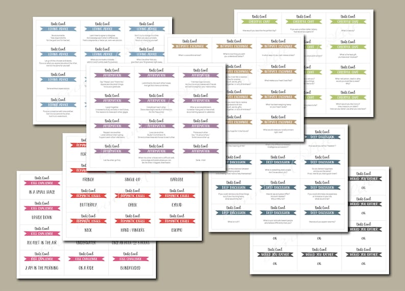 Printable Date Night Cards. 144 Ideas. Instant Download. Fun Romantic ...