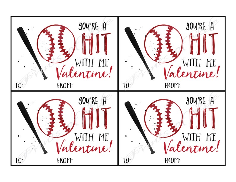 Baseball Kids Valentine Cards. Sports Valentines Day. Boys - Etsy