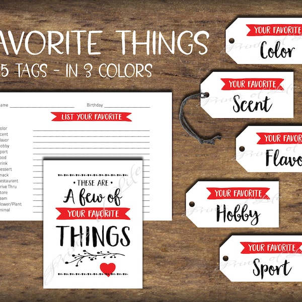 Favorite Things Card - Etsy
