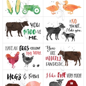 Lunch Notes. Set 11. Animals - Farm, Woodsy, Zoo. Instant Download ...