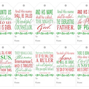 Christmas Gift Tags. Instant Download Printable. Names of Jesus ...
